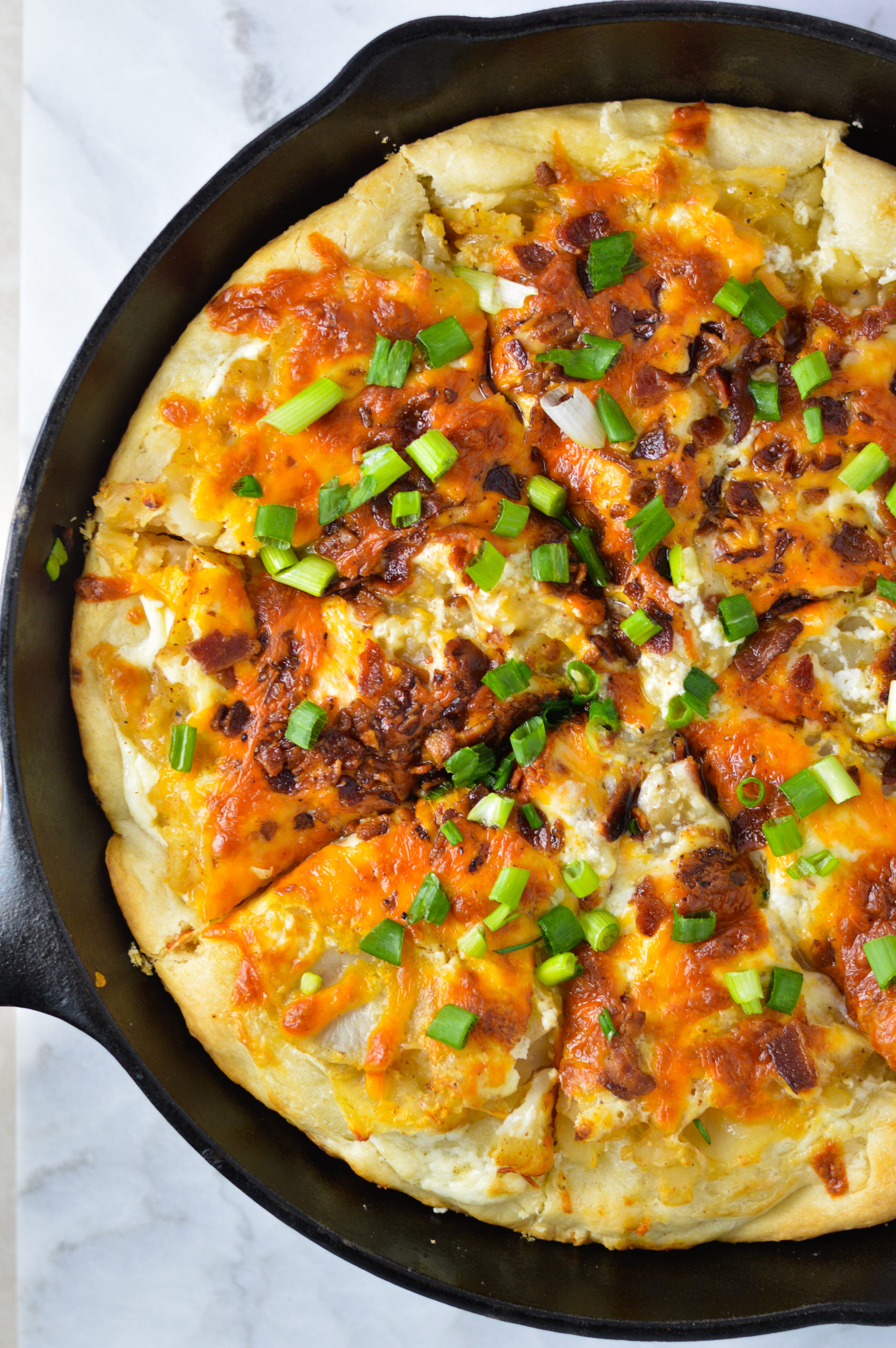 Cast Iron Spicy Perogy Pizza | A Taste of Madness