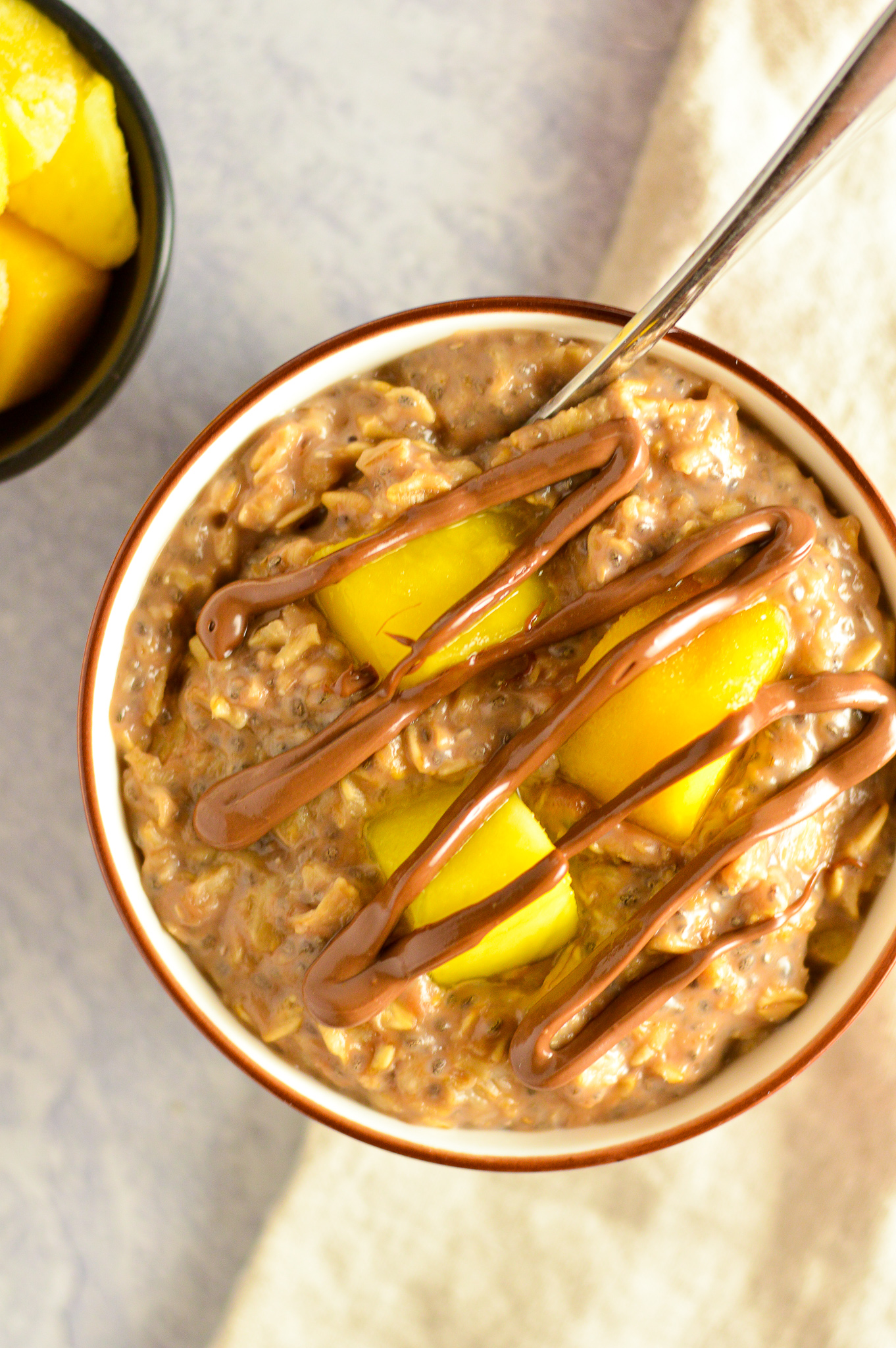 Mango Nutella Oatmeal | A Taste of Madness