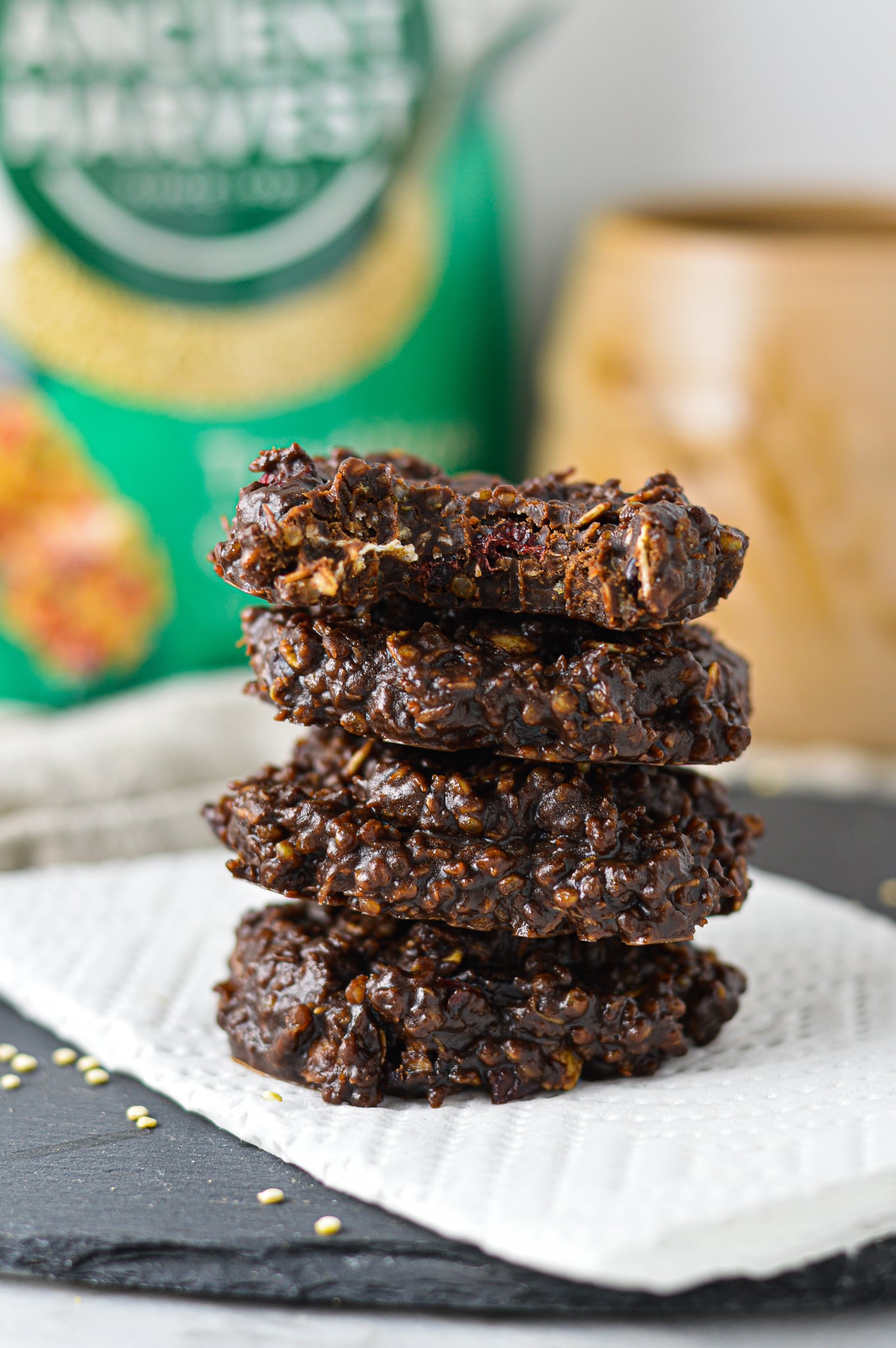 No Bake Cranberry Chocolate Quinoa Cookies - A Taste of Madness