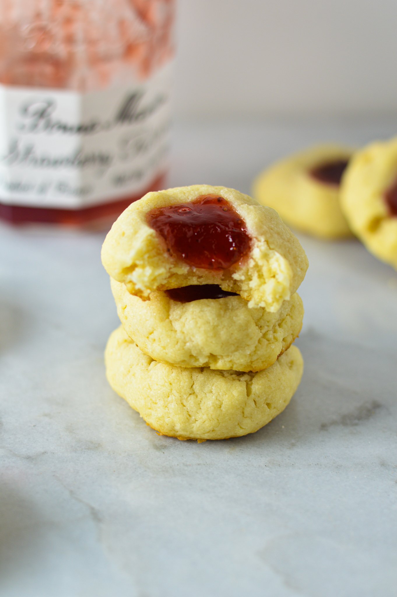 Raspberry Cream Cheese Thumbprint Cookies | A Taste of Madness