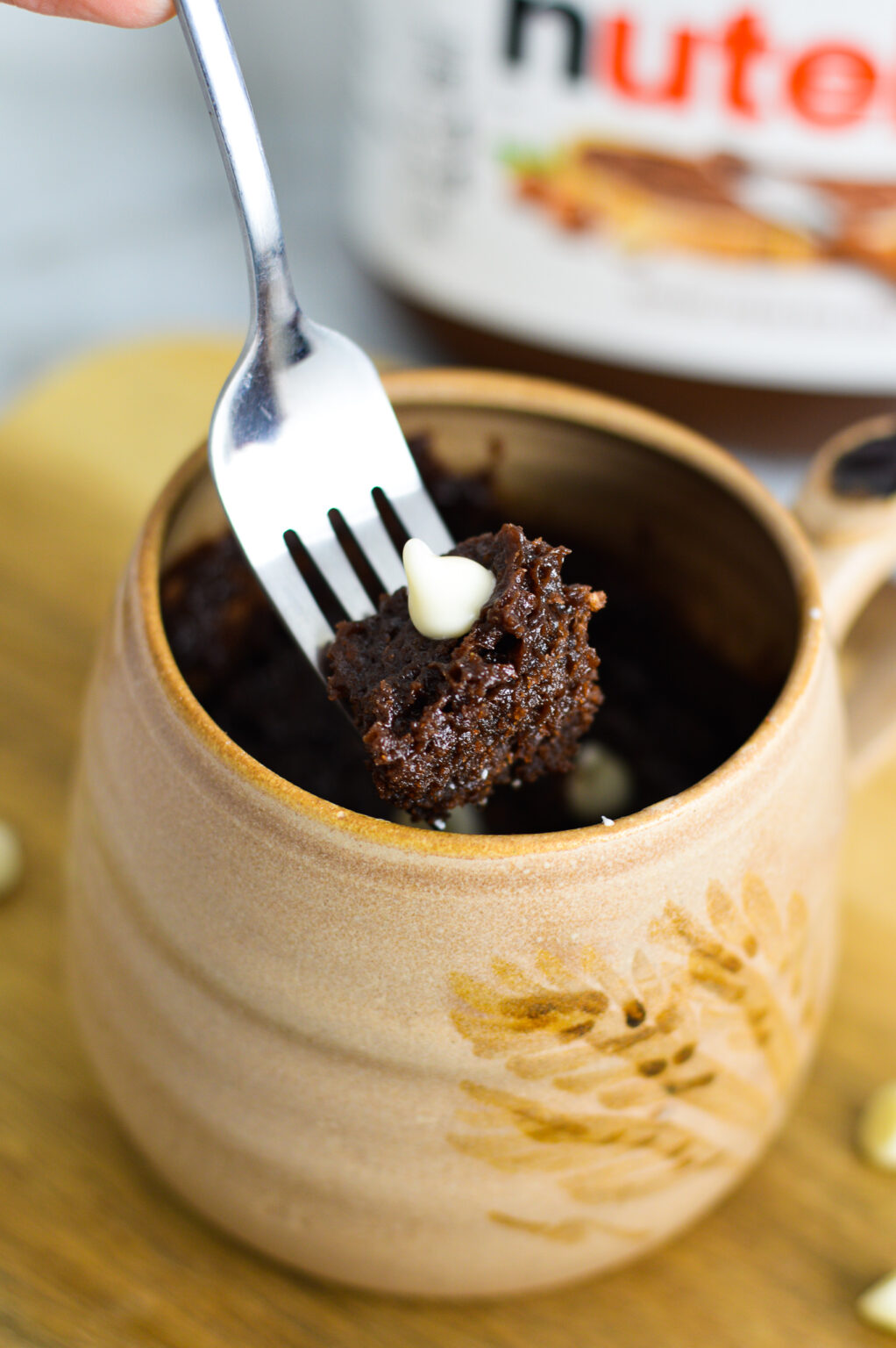 White Chocolate Nutella Mug Cake - A Taste of Madness