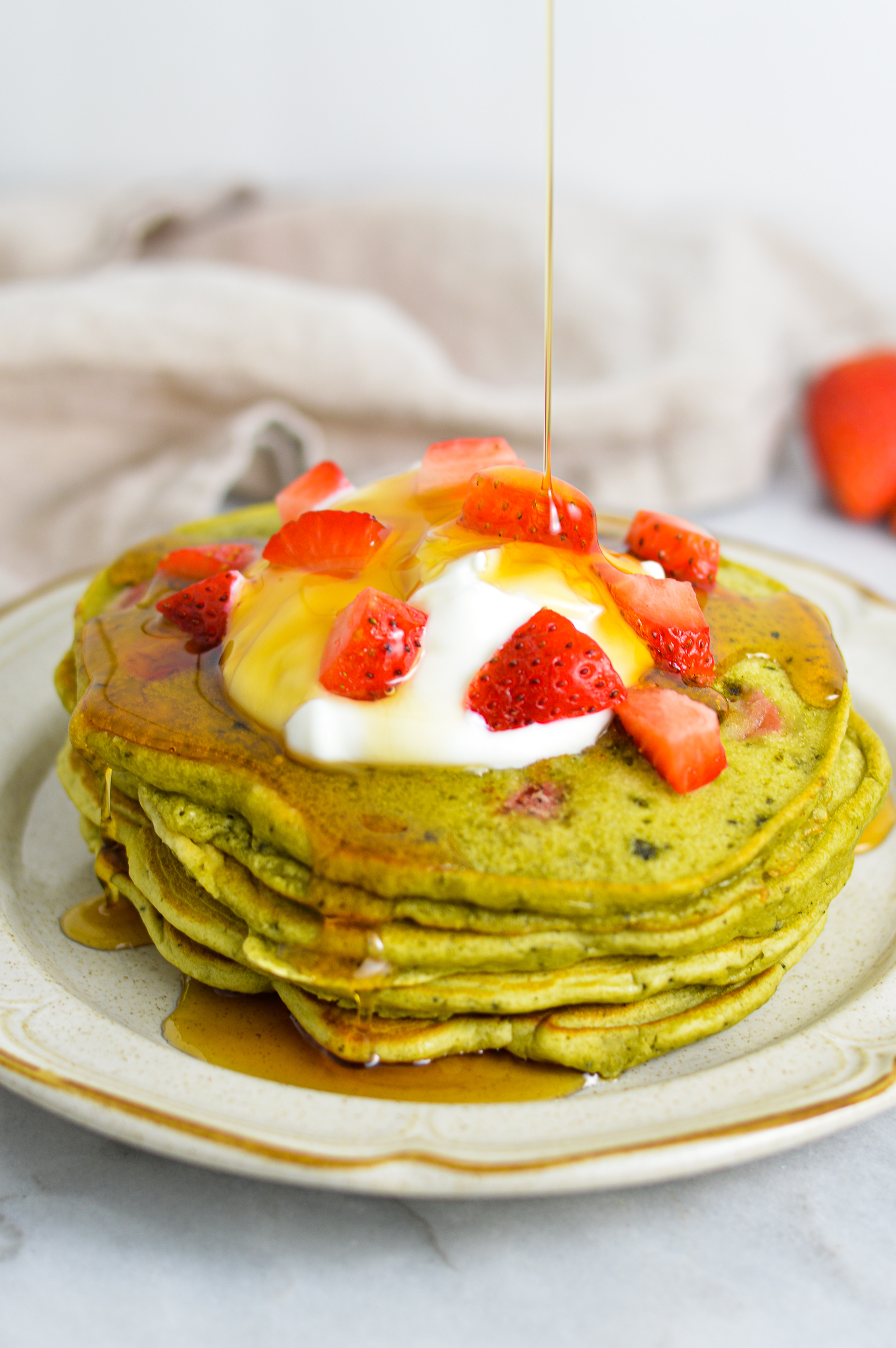 Strawberry Matcha Pancakes - A Taste of Madness