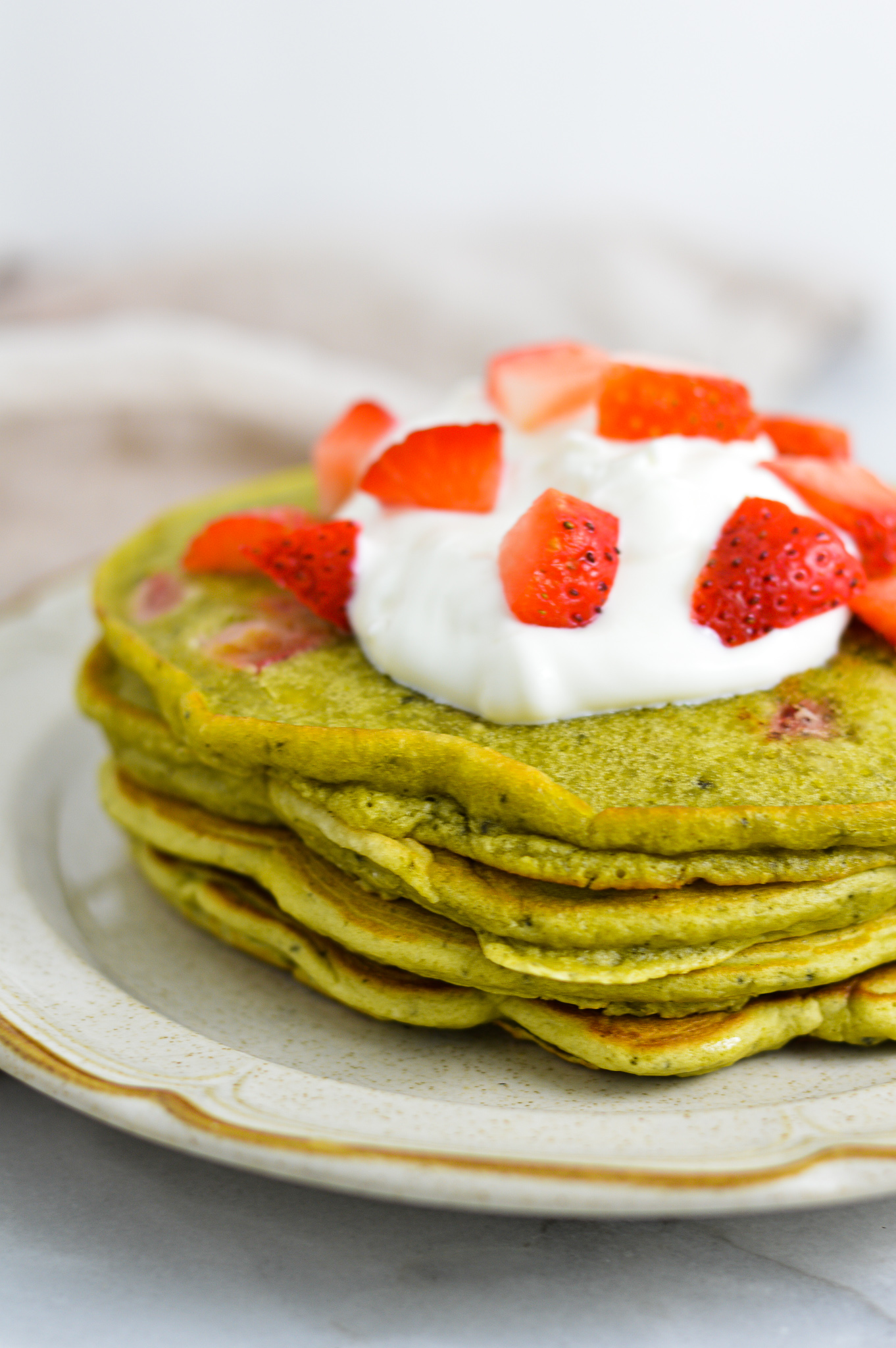 Strawberry Matcha Pancakes | A Taste of Madness