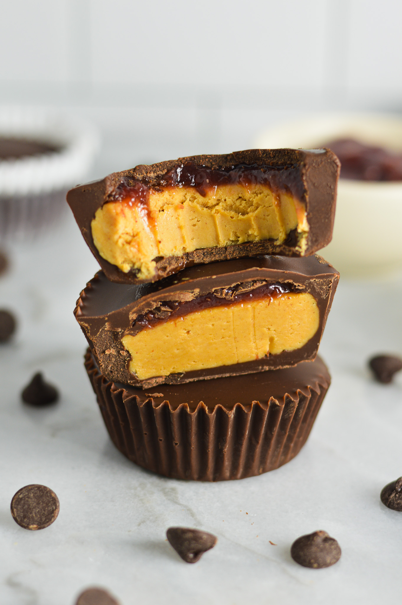 Peanut Butter and Jelly Chocolate Cups - A Taste of Madness