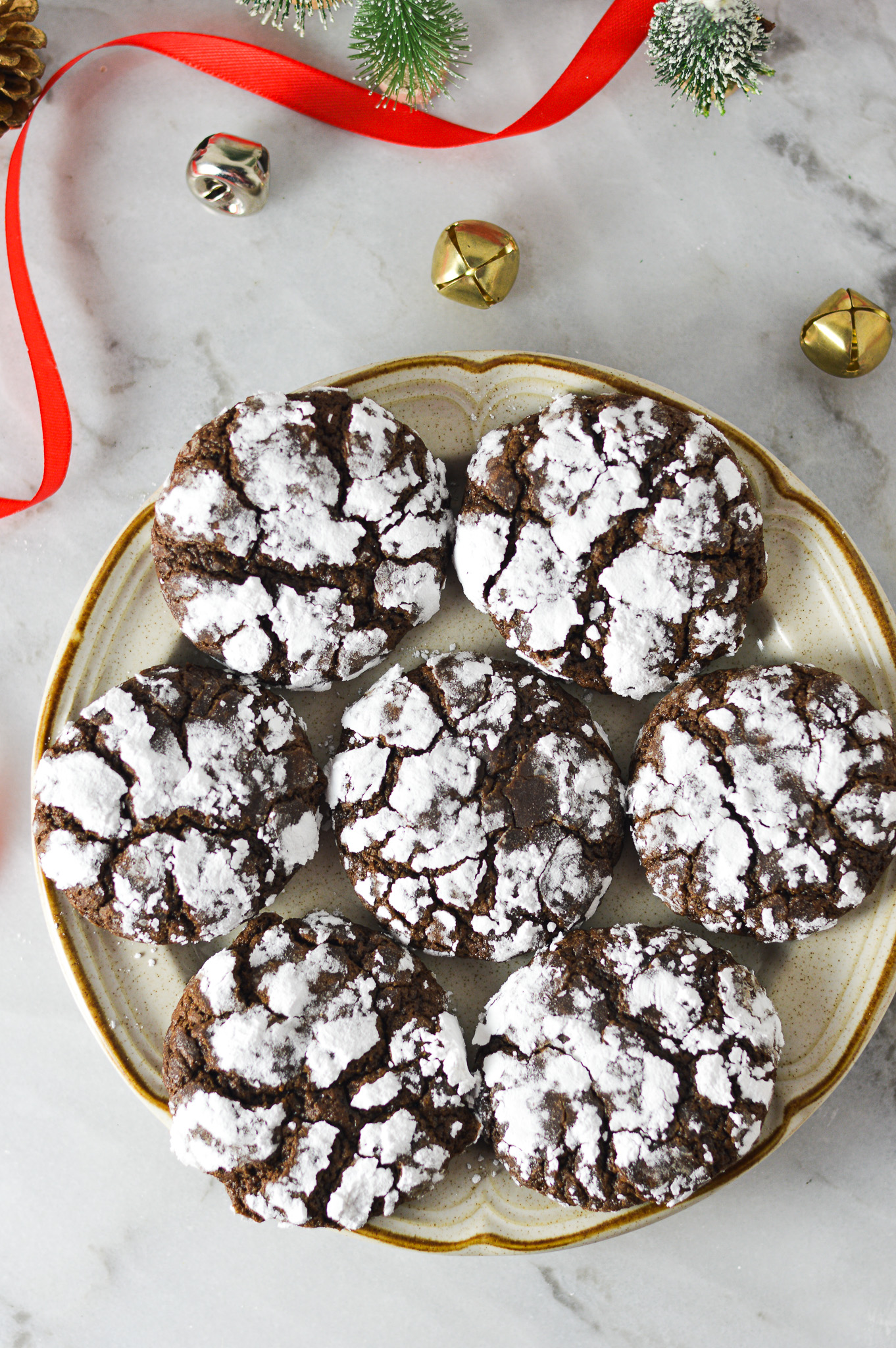 Peppermint Chocolate Crinkle Cookies - A Taste of Madness